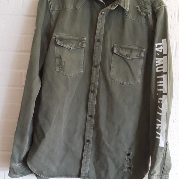 Zara | Shirts | Zara Relax Fit Green And White Jeans Shirt Nwt | Poshmark